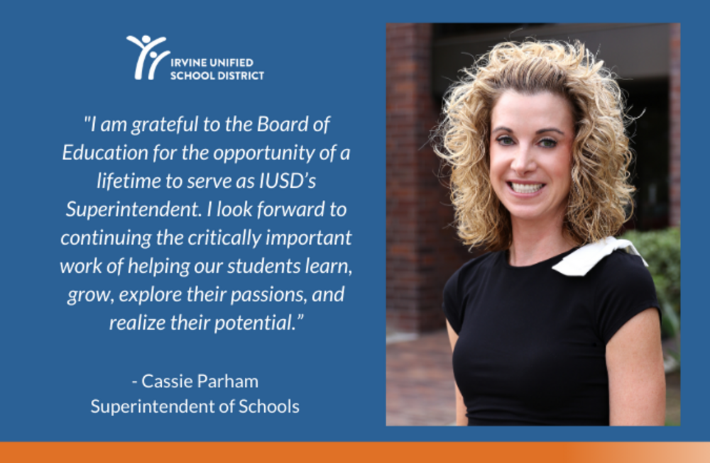 Cassie Parham Named Superintendent of the Irvine Unified School District | IUSD.org